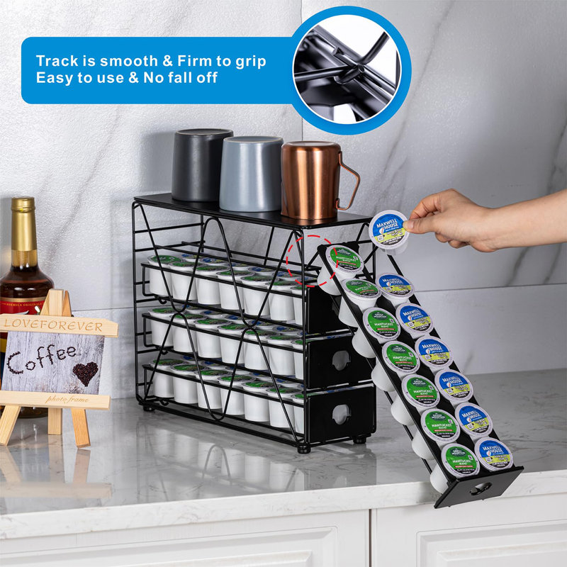 FAST APPLIANCES LLC K Cup Holder For Keurig Pod K Cup Storage 4 Tier K Cup Drawer Organizer For Counter 56 Pods Capacity Wayfair